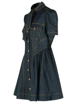 Zimmermann Corset' Navy Denim Dress - Blue