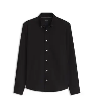 BOSS Regular-fit Button-down Shirt In Oxford Cotton - Black