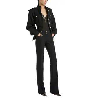 Balmain Pleated Wool Gabardine Trousers