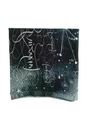 Faliero Sarti Celestial-print Frayed Scarf - Black