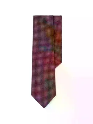 Boggi Milano Tie Jacquard Geometric Motif Silk - Red