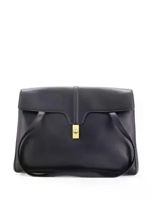 Celine Soft 16 Bag Smooth Calfskin Large Shoulder Bag - Black