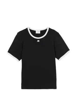 COURREGES Logo-embroidered T-shirt - Black