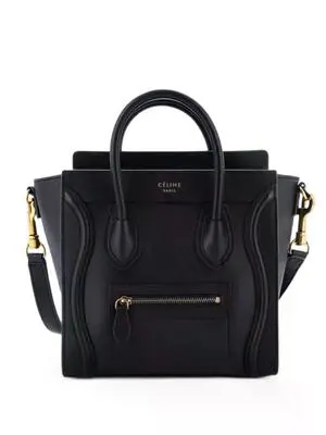 Celine Luggage Bag Smooth Leather Nano Crossbody Bag - Black