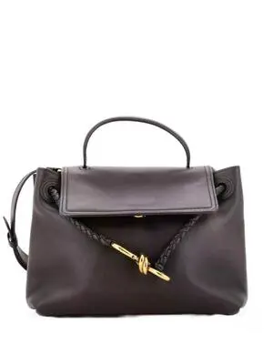 Bottega Veneta Ciao Ciao Top Handle Bag Leather With Intrecciato Detail Small Satchel - Brown