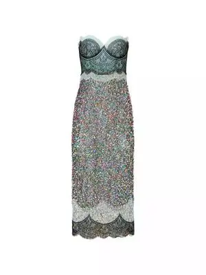Costarellos Lindra Lace Sequined Midi Dress - Black