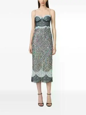 Costarellos Lindra Lace Sequined Midi Dress