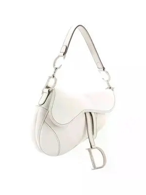 Dior Vintage Saddle Bag Leather Medium Shoulder Bag White