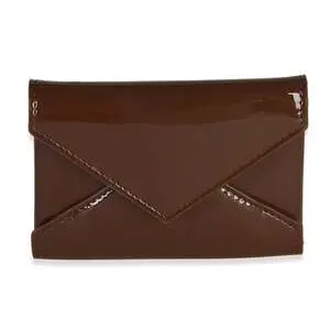 Saint Laurent Patent Envelope Flap Card Case - Brown