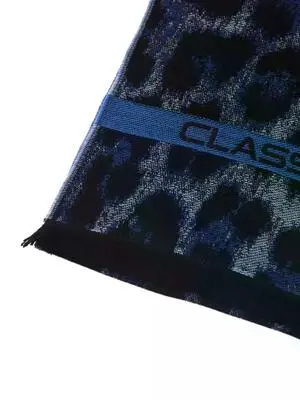 Roberto Cavalli Leopard-print Logo-band Scarf