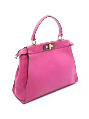 Fendi 2000-2010 Medium Leather Peekaboo Iconic Satchel - Pink