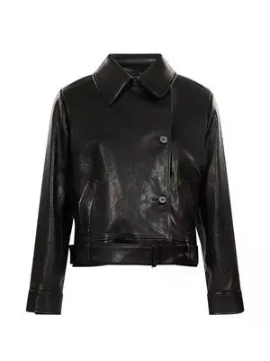 Magda Butrym Belted Leather Jacket - Black
