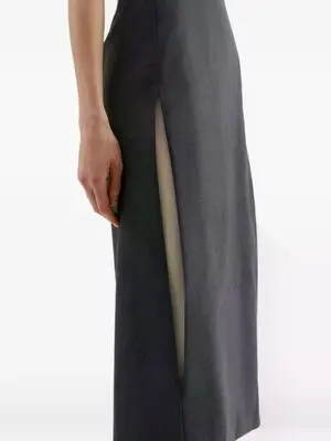 JIL SANDER Fil-à-fil Slit Midi Skirt