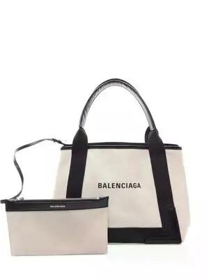 Balenciaga 2000s S Navy Cabas Tote Bag - Neutrals