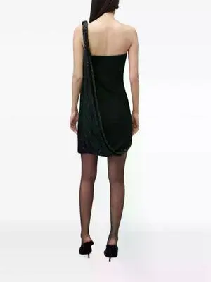 Alexander Wang Asymmetric Strapless Dress W/ Hotfix Twist Drape