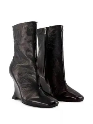 Balmain Patent-leather Wedge Ankle Boots