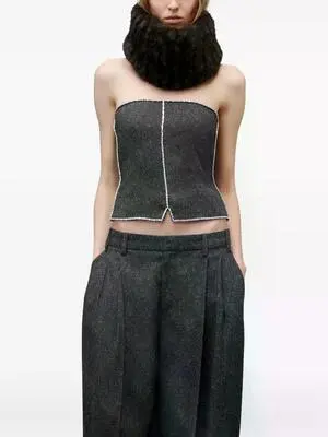 Alexander Wang Strapless Bustier Top W/ Embellished Chain - Grey