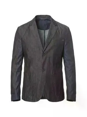 VERRI Denim-texture Cotton Blazer - Grey