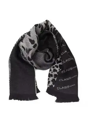 Roberto Cavalli Animalier Logo-print Scarf - Black
