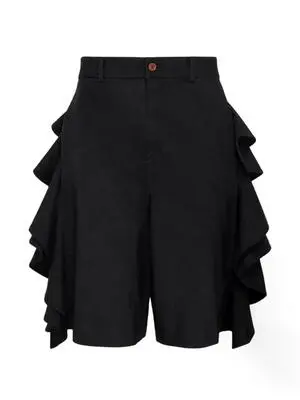 Comme Des Garçons Ruffled Gabardine Shorts - Black