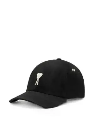 AMI Paris Logo Detail Baseball Cap - Black