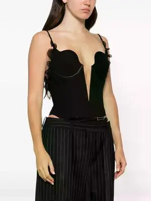 TOM FORD Ruffled Plunge-neck Bodysuit
