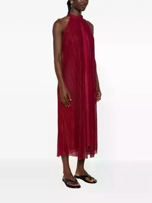 GONGDID DESIGN Plissé-effect Halter-neck Midi Dress