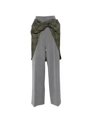 Vivetta Check-panelled Wide-leg Trousers - Grey