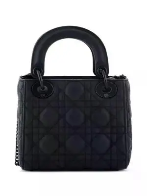 Dior Ultra Matte Lady Chain Bag Cannage Quilt Calfskin Mini Shoulder Bag - Black