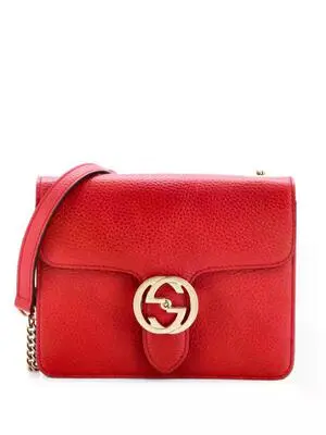 Gucci Interlocking Leather Small Shoulder Bag - Red