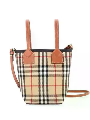 Burberry London Vintage Check Canvas Mini Bucket Bag - Brown