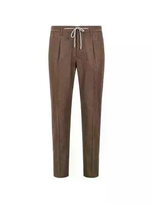 Eleventy Pleated Drawstring-waist Trousers - Brown