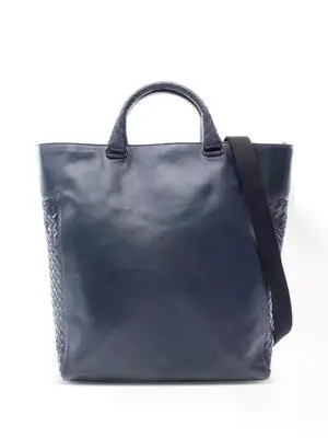 Bottega Veneta 2000s Intrecciato Calf Leather Tote Bag - Blue