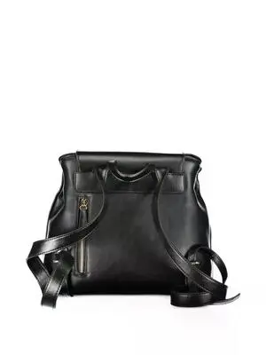 MARIO VALENTINO Logo-plaque Foldover Backpack - Black