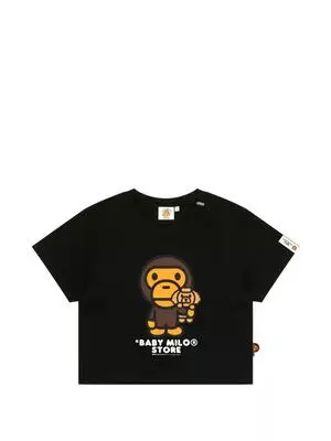 A BATHING APE Baby Milo Graphic-print Cropped T-shirt - Brown