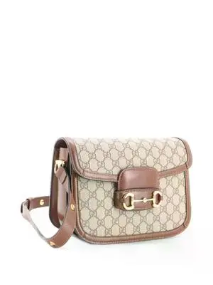 Gucci Horsebit 1955 Shoulder Bag Gg Coated Canvas With Leather Small Crossbody Bag