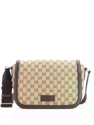 Gucci Flap Messenger Bag Gg Canvas Small Crossbody Bag - Brown