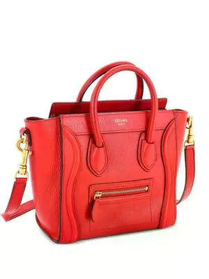 Celine Luggage Bag Grainy Leather Nano Crossbody Bag - Red