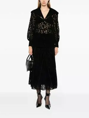 FETICO Flocked-lace Sailor Collar Shirt