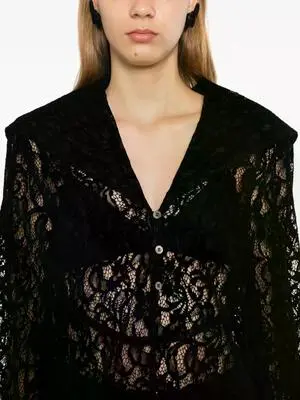 FETICO Flocked-lace Sailor Collar Shirt