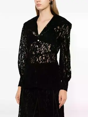 FETICO Flocked-lace Sailor Collar Shirt