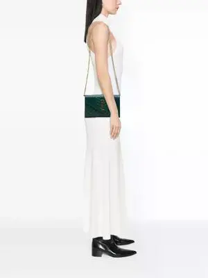 Saint Laurent 2021 Grain De Poudre Triquilt Monogram Envelope Wallet On Chain Crossbody Bag - Green