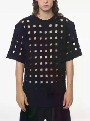 NICOLÒ BERETTA Cut-out Grid-pattern T-shirt