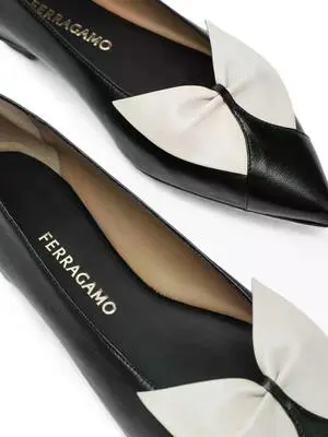 FERRAGAMO Bow-detail Pointed-toe Ballet Flats