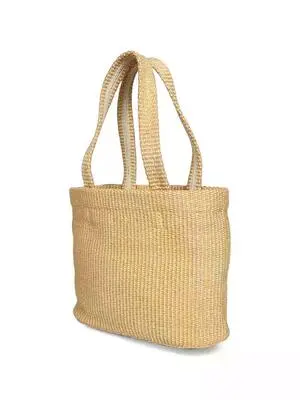 JIMMY CHOO Woven-raffia Logo-embroidered Tote Bag
