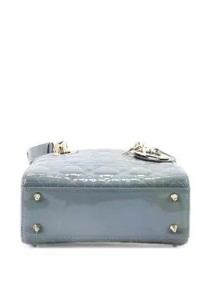 Dior Lady Bag Cannage Quilt Patent Small Satchel - Blue