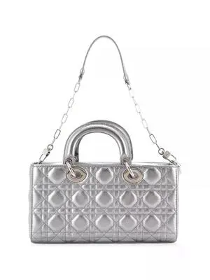 Dior Lady D-joy Bag Cannage Quilt Lambskin Medium Satchel - Silver