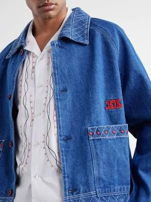 BODE Camp-collar Embroidered Cotton-poplin Shirt