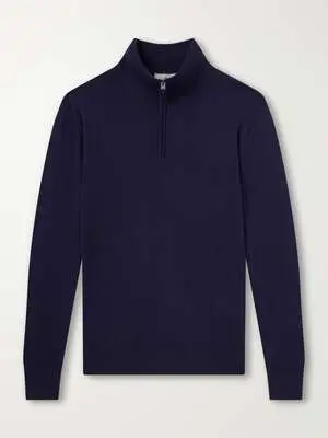 Canali Wool Half-zip Sweater - Navy