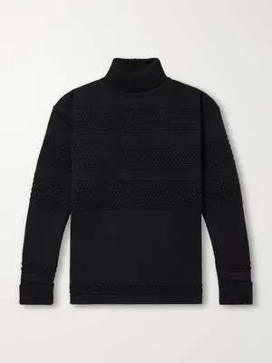 S.N.S. HERNING Textured Virgin Wool Rollneck Sweater - Black